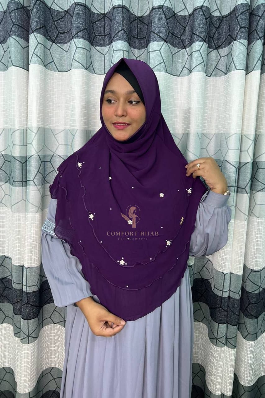 3 Layer Hijab – DEEP PURPLE – Comfort Hijab